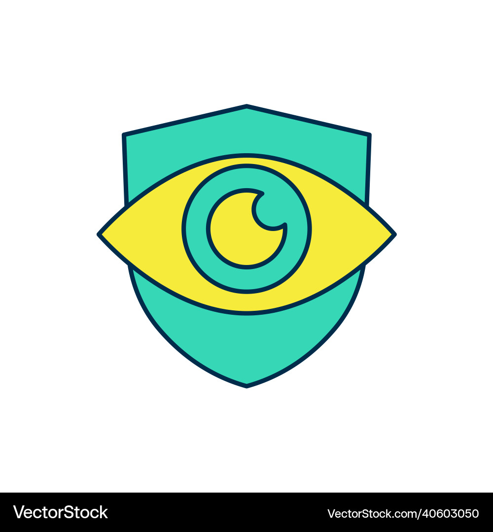 Filled outline shield and eye icon isolated Vector Image