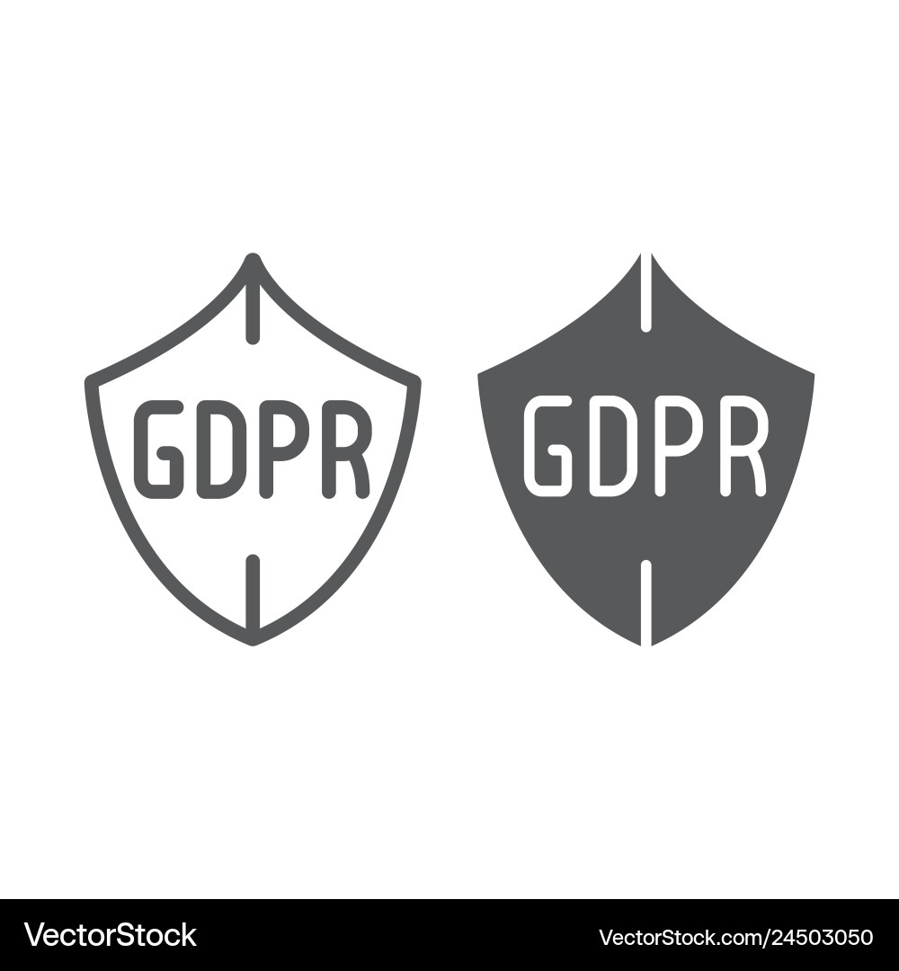 Gdpr shield line and glyph icon privacy Royalty Free Vector