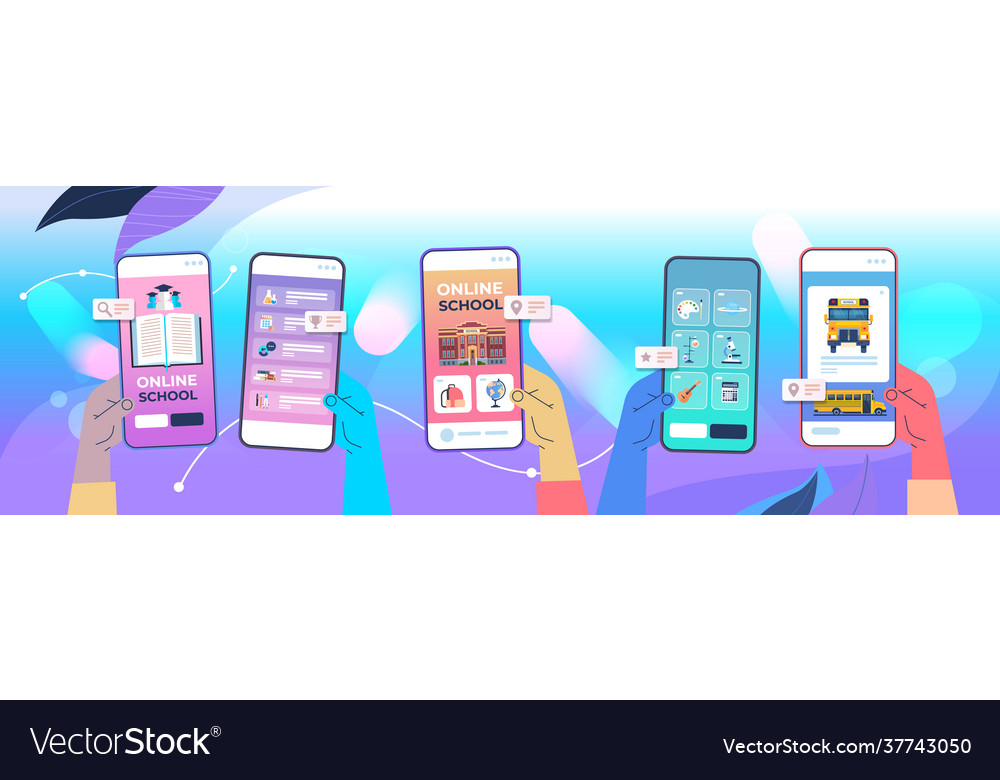 Human hands using digital mobile app distance Vector Image