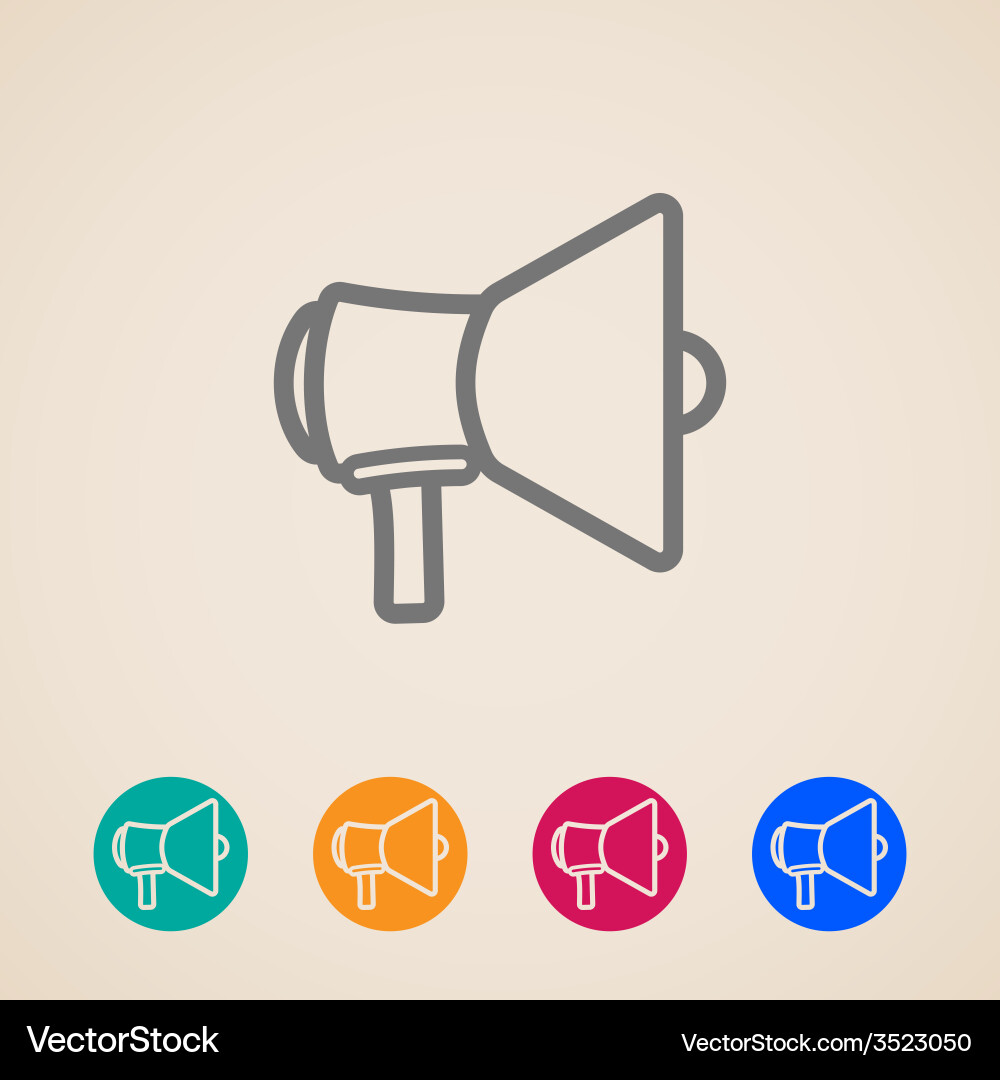 Icon set with a megaphone or loudspeaker in flat Vector Image