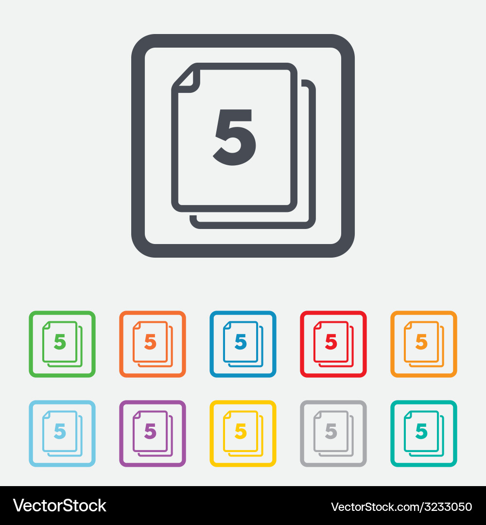In pack 5 sheets sign icon papers symbol Vector Image