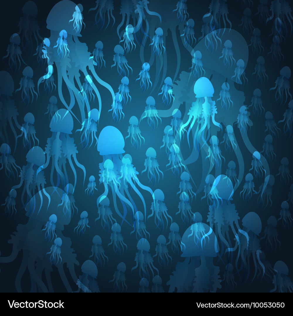 Jellyfishes under water Royalty Free Vector Image