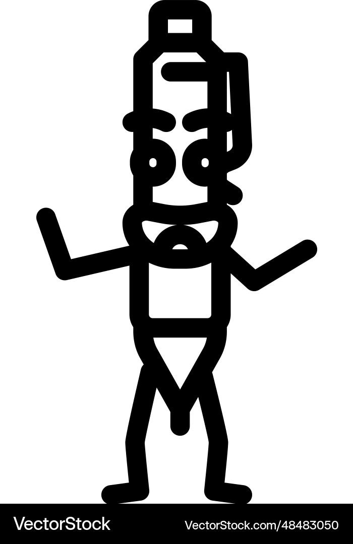 Mascot pen character line icon Royalty Free Vector Image