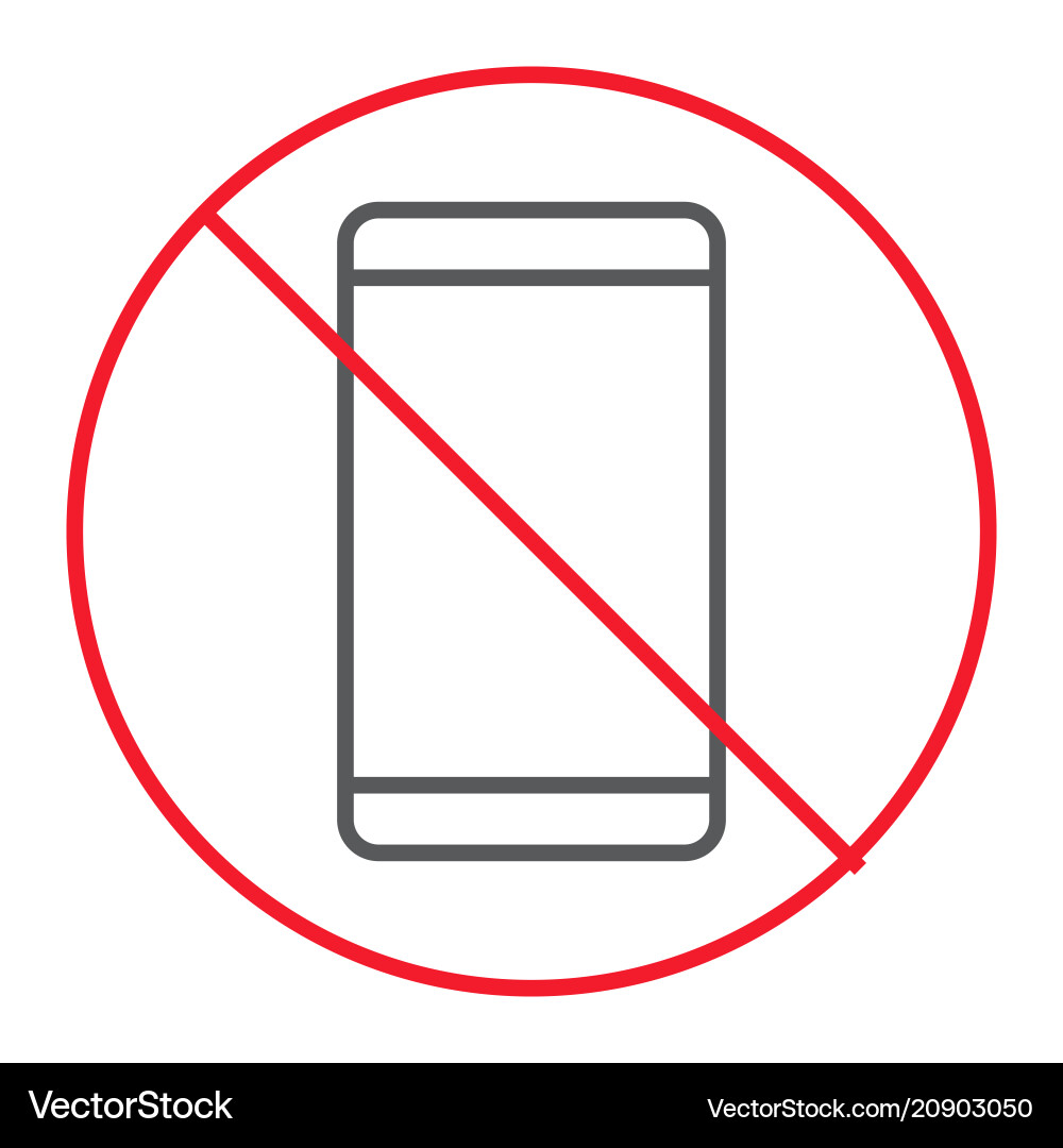 No phone thin line icon prohibition Royalty Free Vector