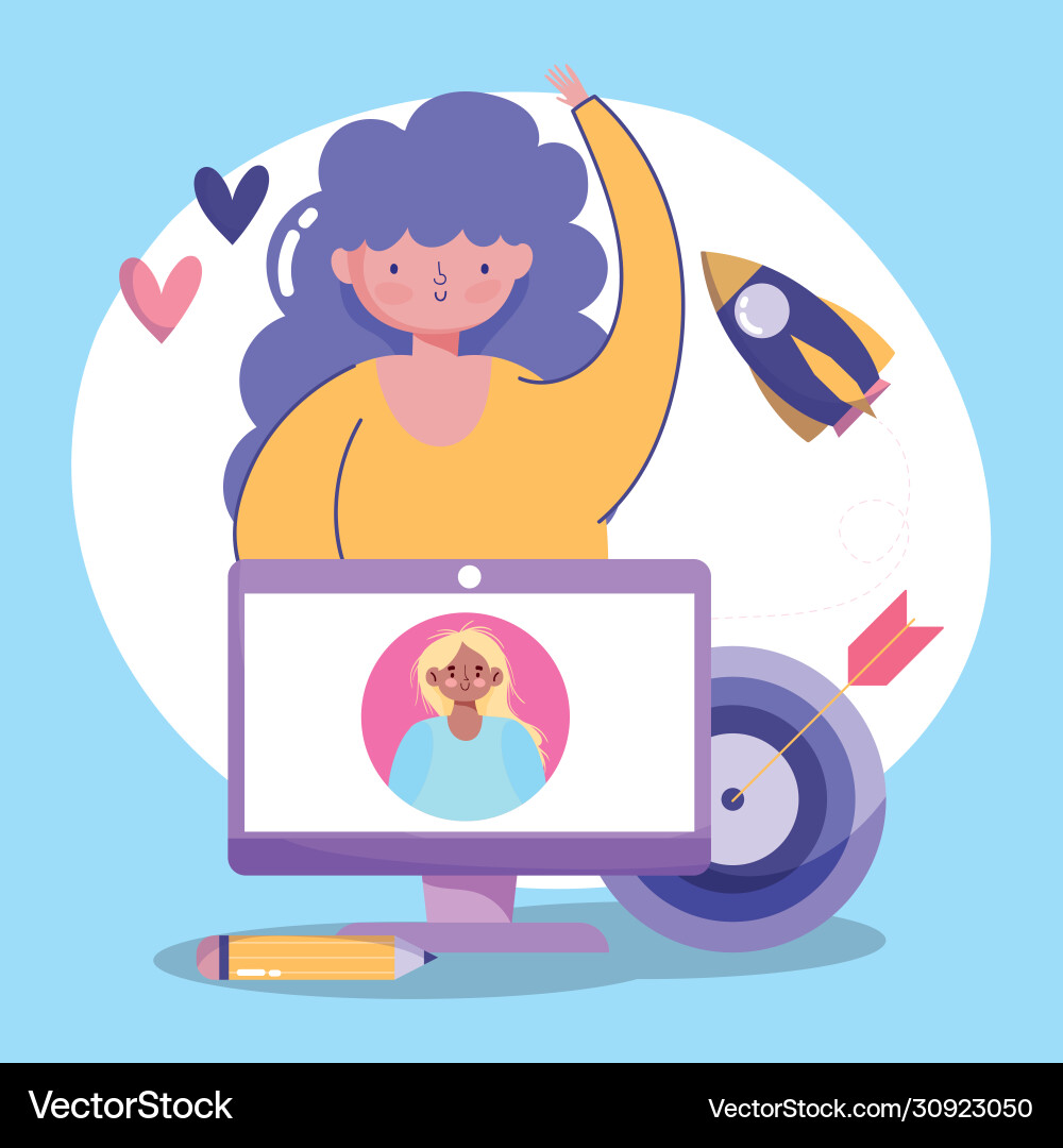 People communication and technology girls Vector Image