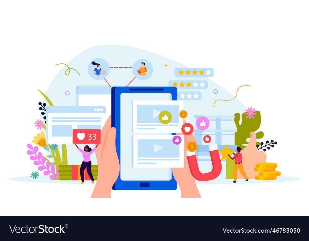 Referral program flat colored composition Vector Image