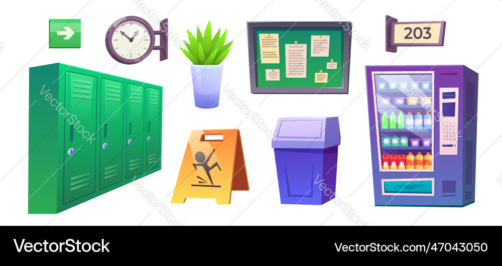 School corridor interior college hallway Vector Image