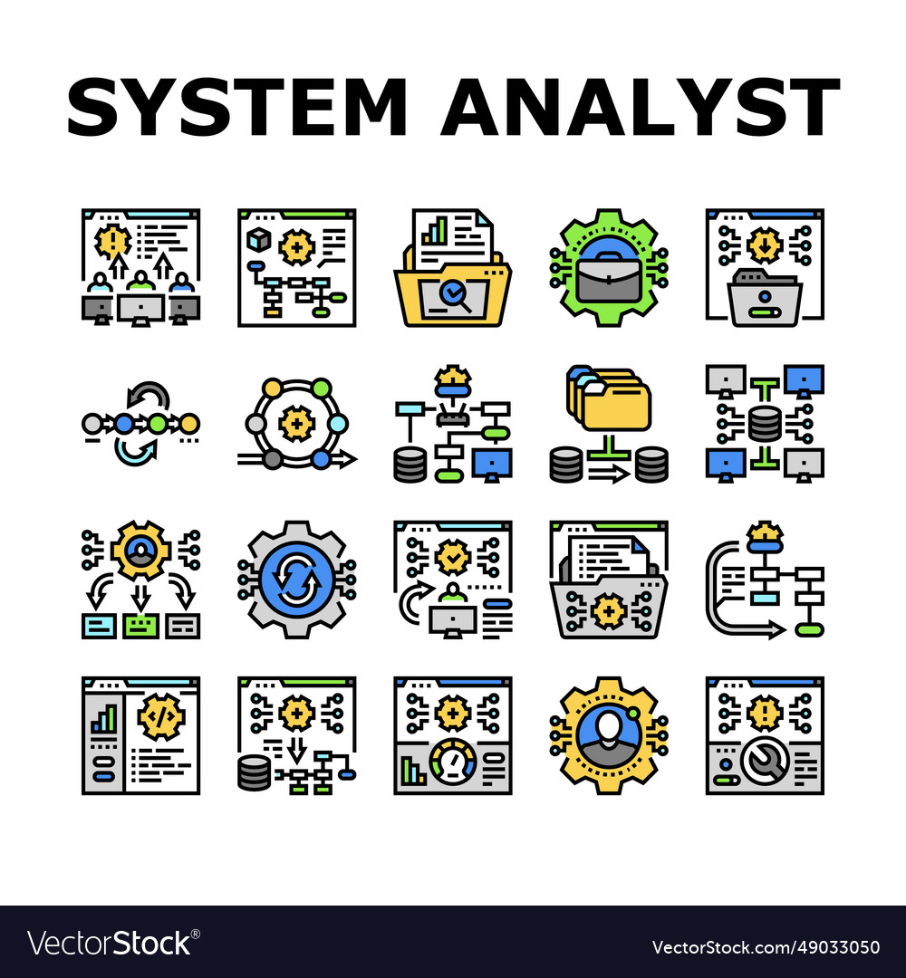System analyst data icons set Royalty Free Vector Image System analyst data icons set Royalty Free Vector Image