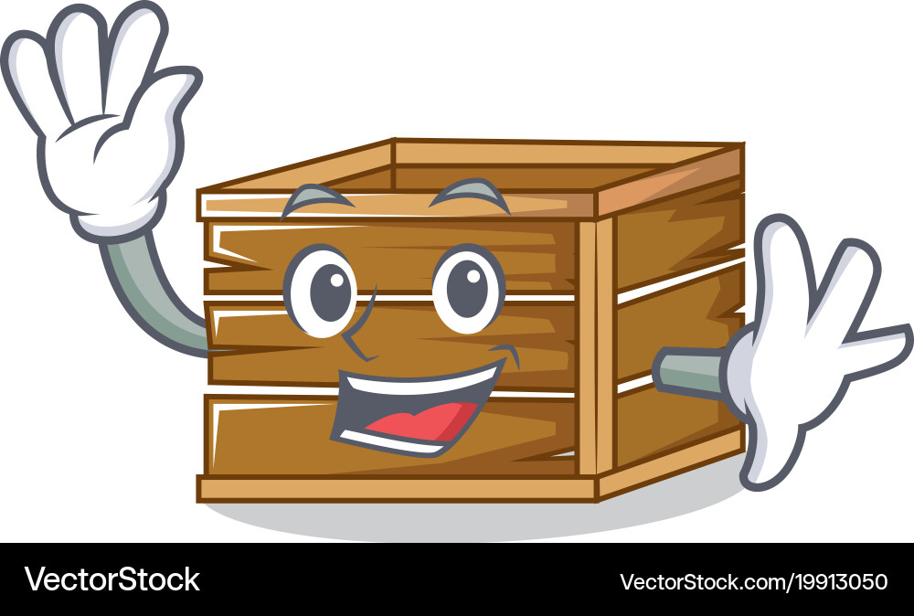 Waving crate character cartoon style Royalty Free Vector