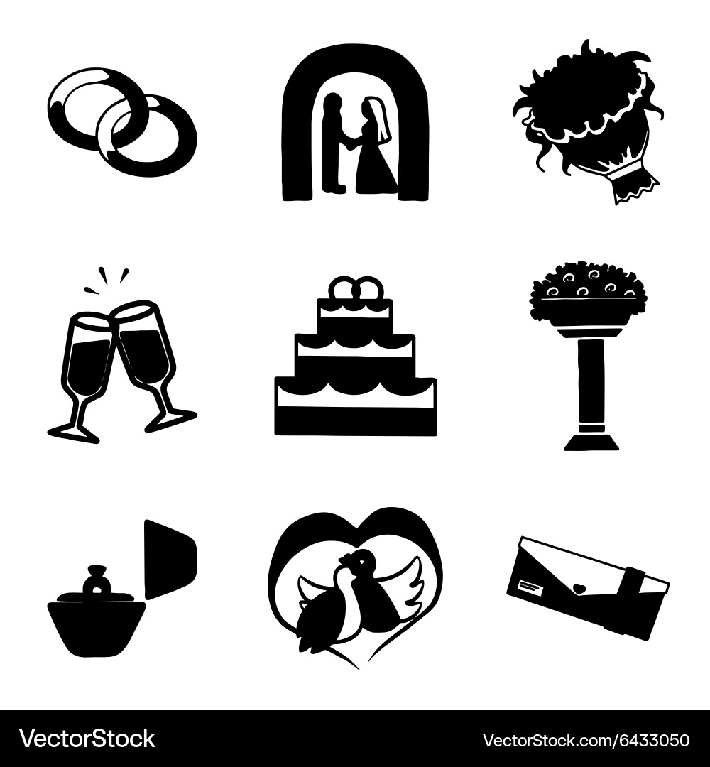 Hochzeits-Symbol-Set Lizenzfreies Vektorbild
