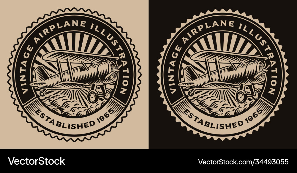 A black and white round emblem with vintage Vector Image