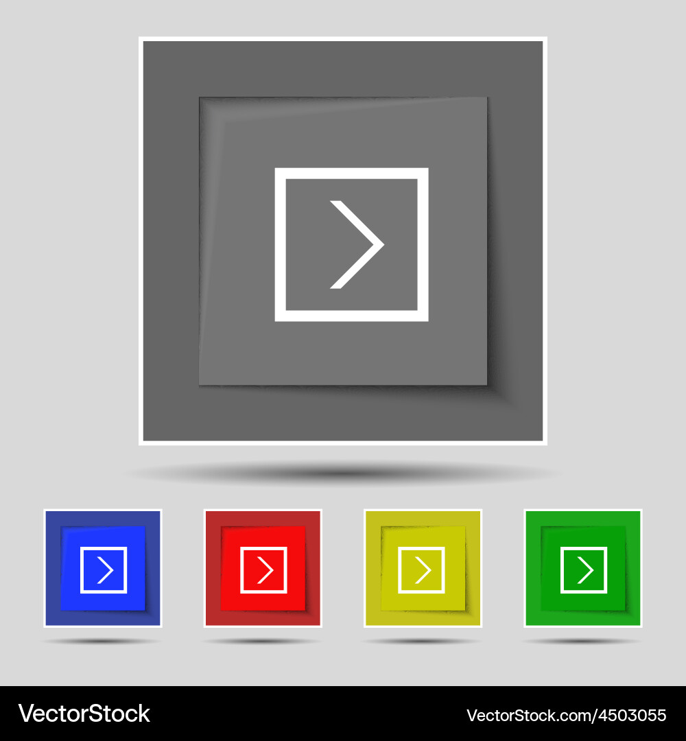 Arrow right next icon sign on the original five Vector Image