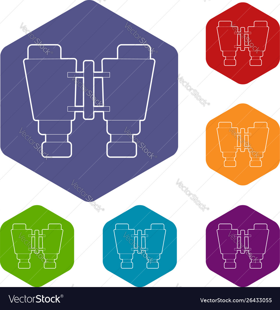 Binocular icons hexahedron Royalty Free Vector Image