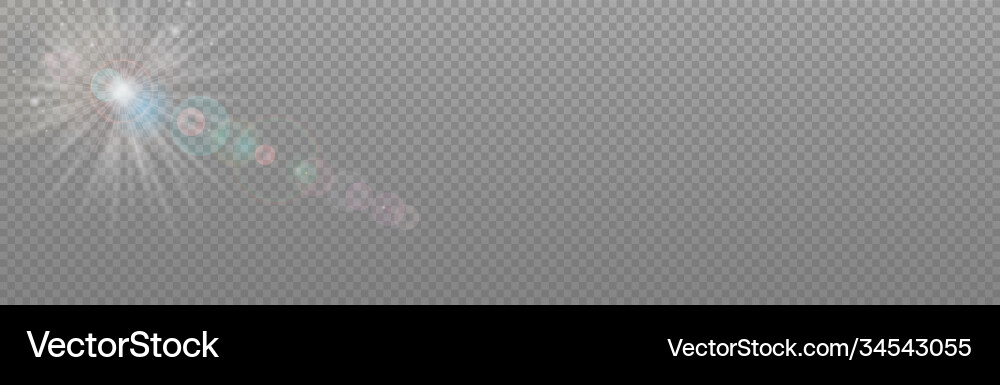 Bright sun with glare on a transparent background Vector Image
