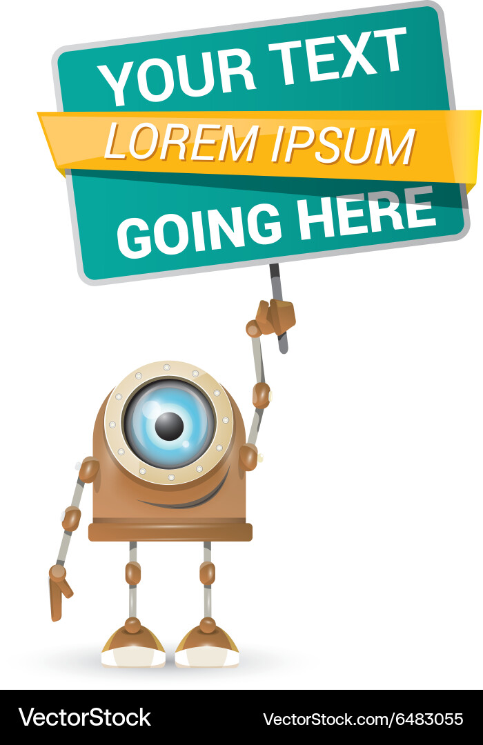 Brown cartoon robot isolated on white Royalty Free Vector