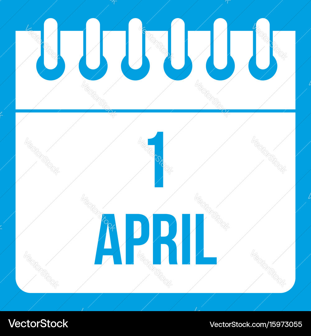 Calendar april 1 icon white Royalty Free Vector Image