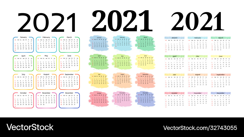 Calendar for 2021 isolated on a white background Vector Image