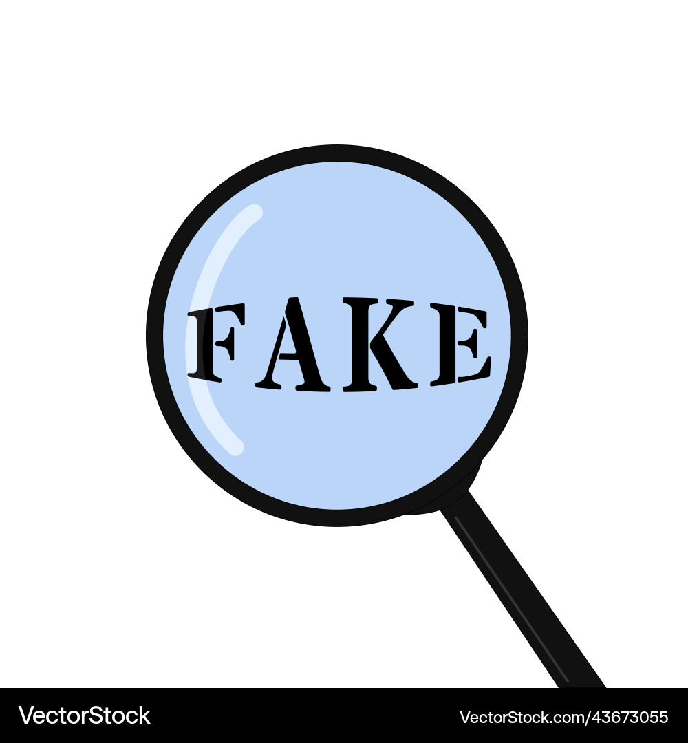 Fake word in magnifying glass Royalty Free Vector Image