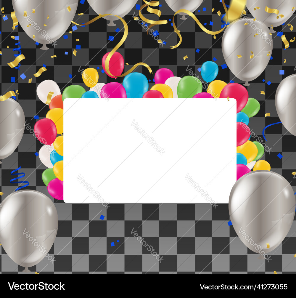 Flying festive balloons silver color shiny Vector Image