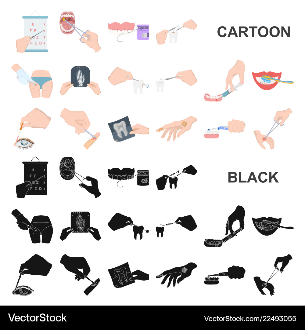 Manipulation by hands cartoon icons in set Vector Image