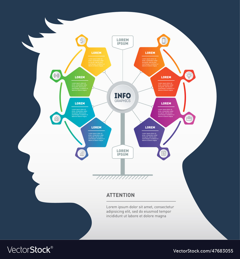 Mind map presentation with 8 parts and icons Vector Image
