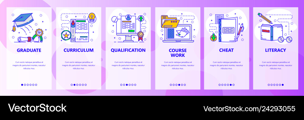 Mobile app onboarding screens online education Vector Image