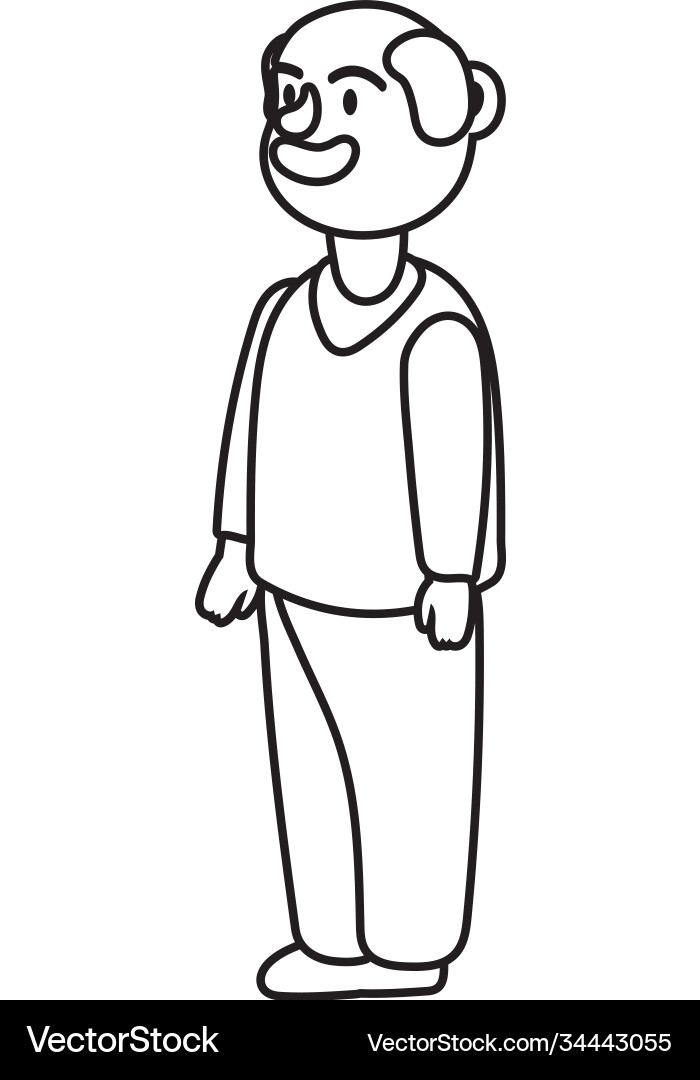 Old man person character line style icon Vector Image