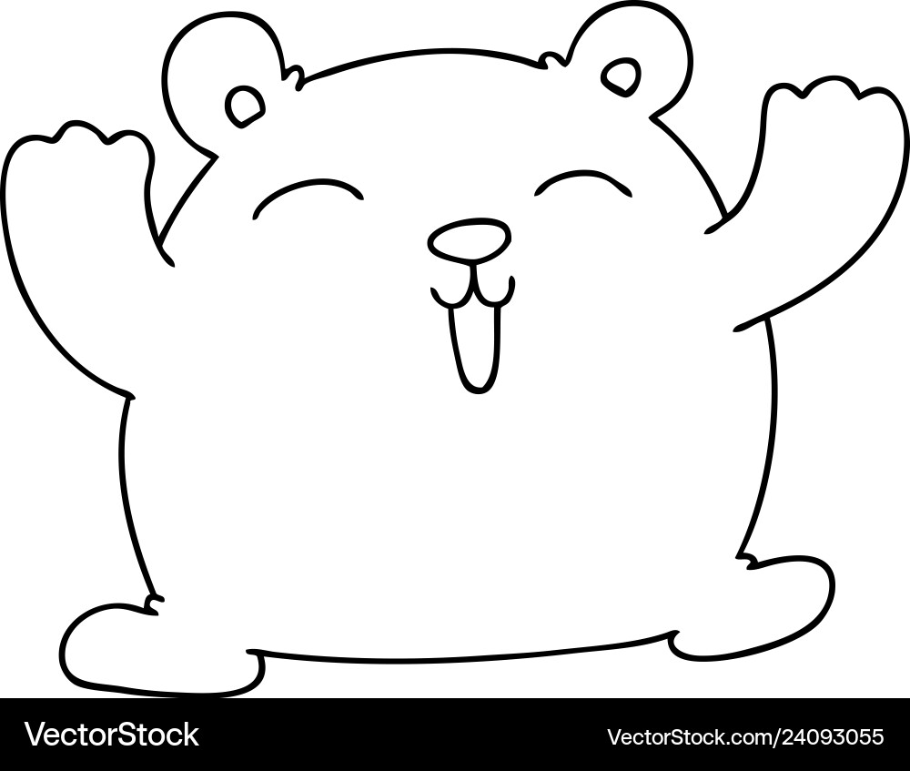 Quirky line drawing cartoon funny bear Royalty Free Vector