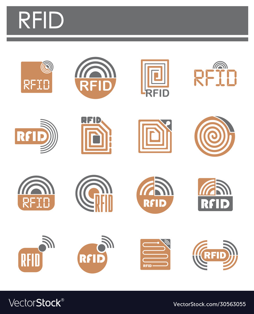 Rfid related icons set on background for graphic Vector Image