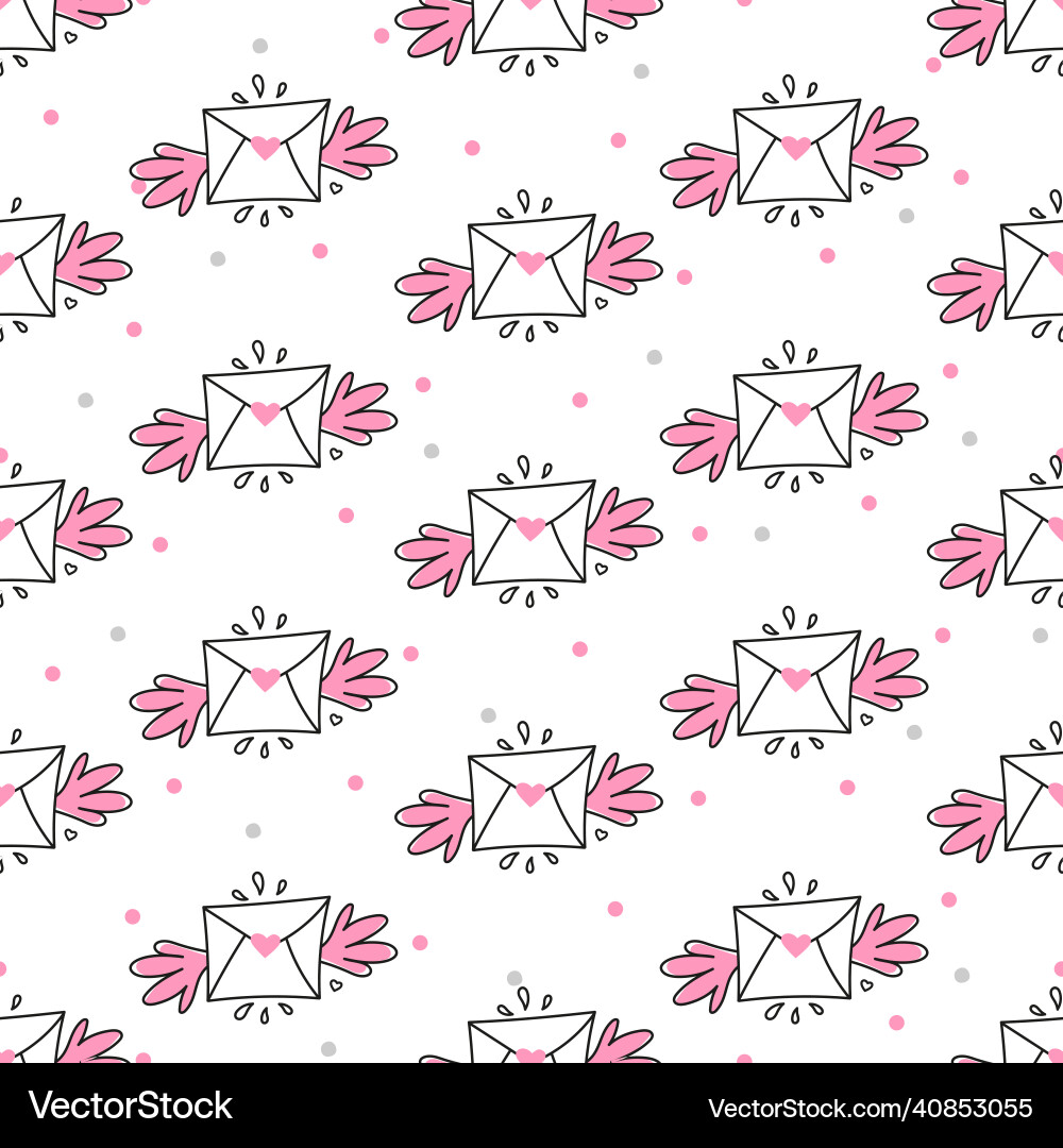 Seamless pattern of valentine envelopes Royalty Free Vector