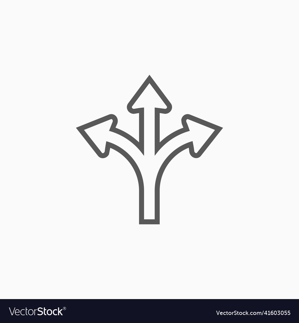 Three way direction arrow icon Royalty Free Vector Image Three way direction arrow icon Royalty Free Vector Image