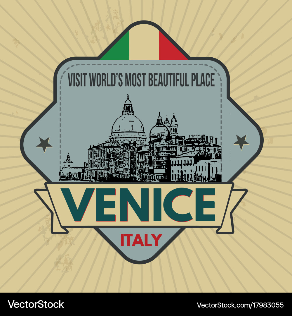 Venice vintage emblem on retro style Royalty Free Vector