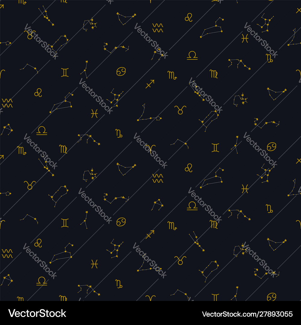 Zodiac constellations and signs seamless Vector Image
