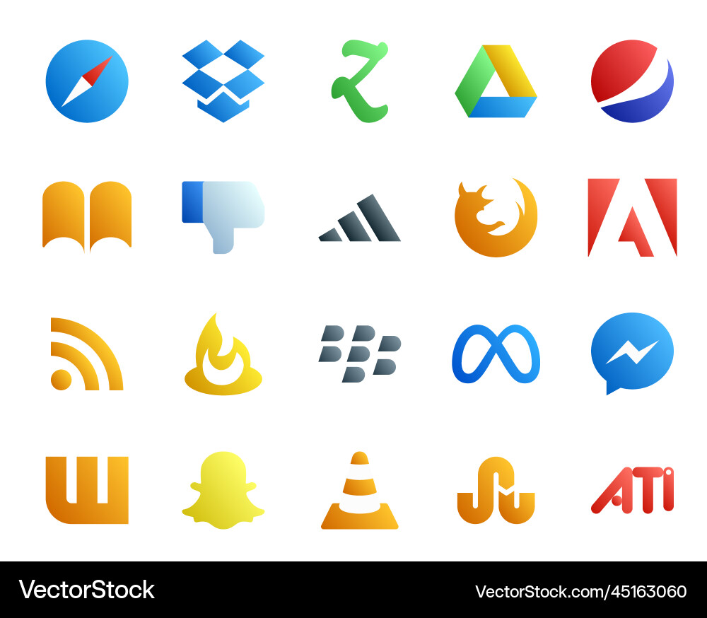 20 social media icon pack including messenger Vector Image