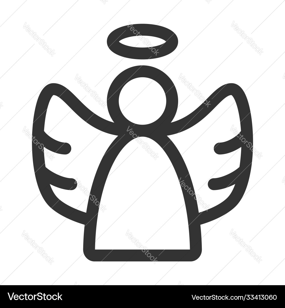 Angel with wings line icon Royalty Free Vector Image