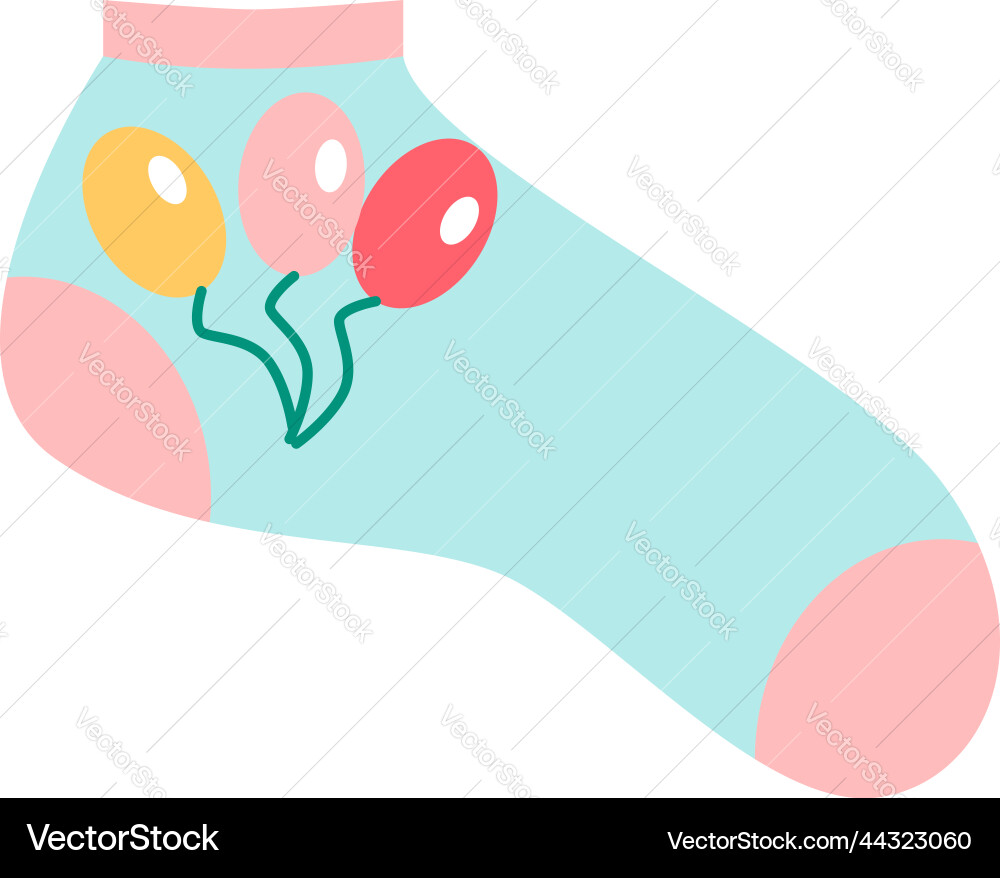 Blue sock with balloons on a white background Vector Image