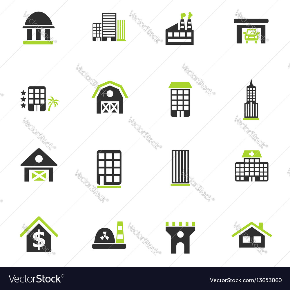 Building icon set Royalty Free Vector Image - VectorStock
