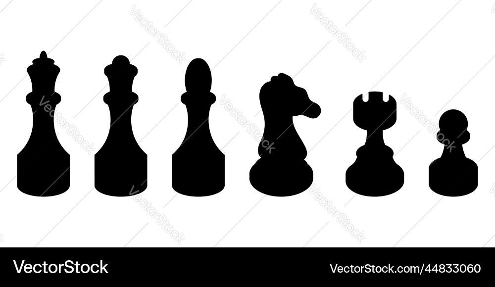 Chess piece silhouette set isolated on white Vector Image