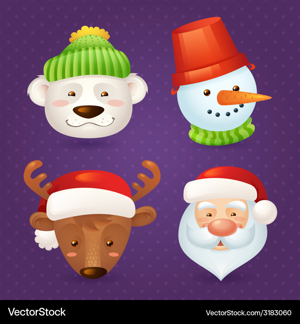 Christmas characters set Royalty Free Vector Image