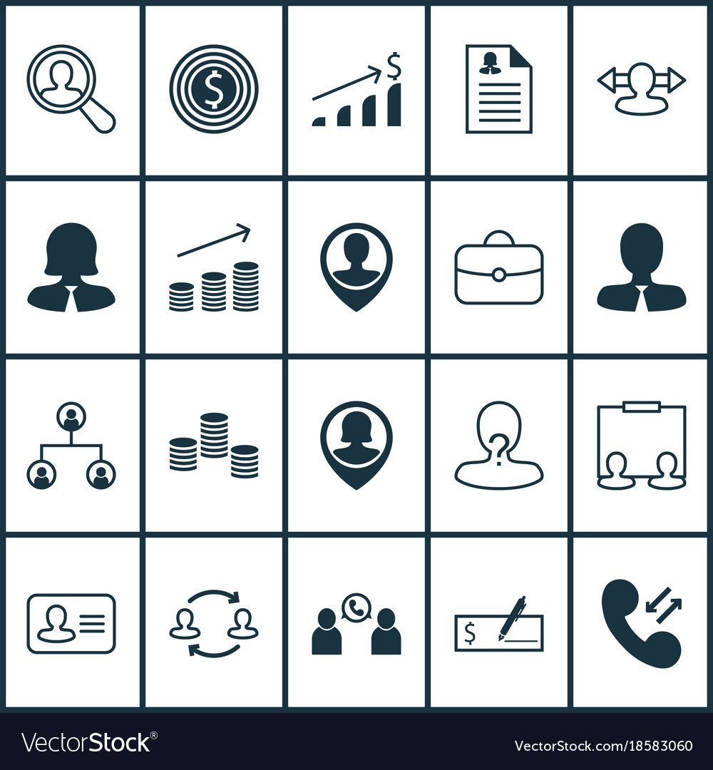Hr icons set includes such as find employee Vector Image