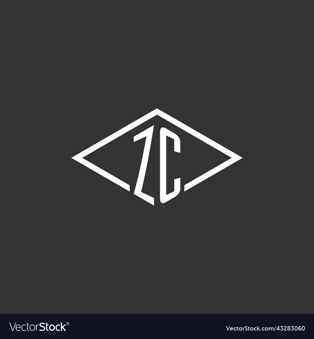 Initials zc logo monogram with simple diamond Vector Image