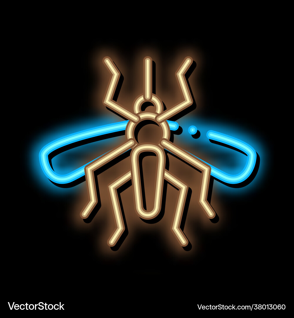 Mosquito insect neon glow icon Royalty Free Vector Image