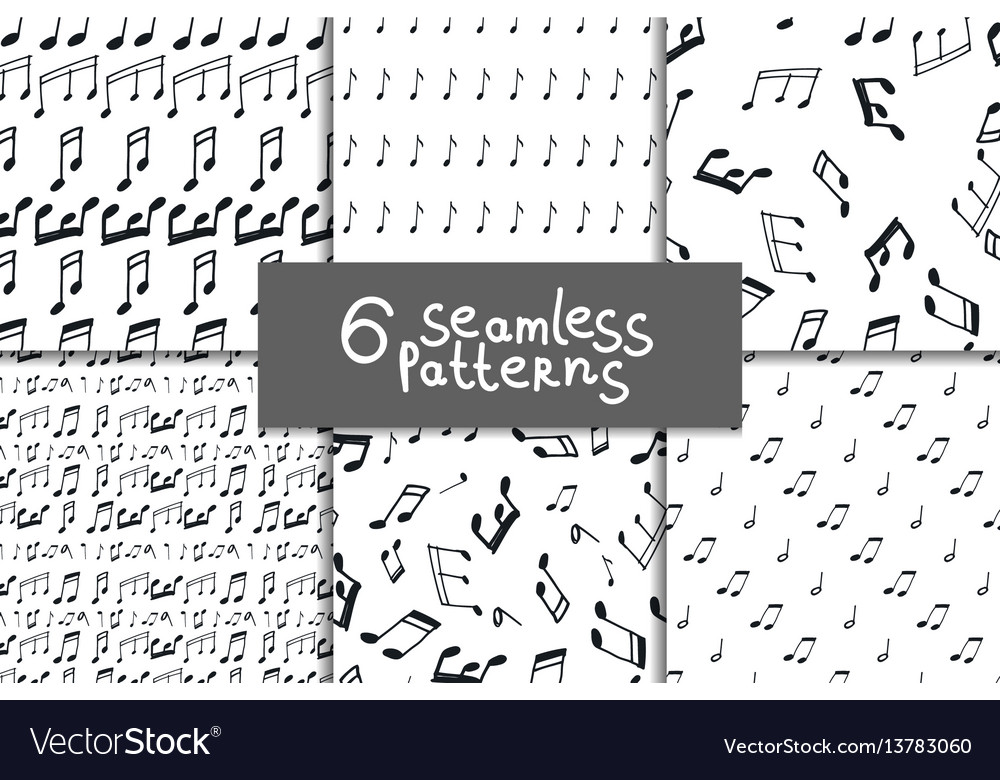 Music notes seamless pattern set Royalty Free Vector Image
