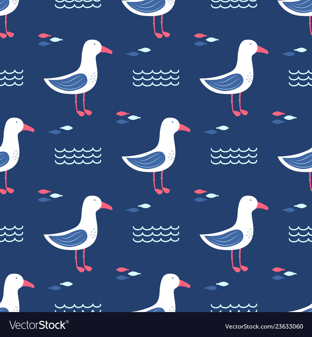 Seamless pattern gull Royalty Free Vector Image