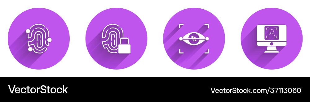 Set fingerprint with lock eye scan and face Vector Image