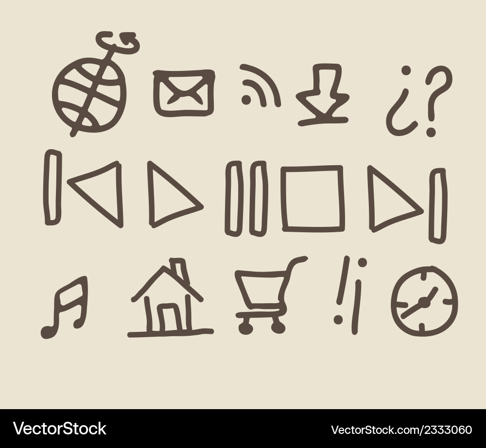 Sketches icons with brown lines Royalty Free Vector Image