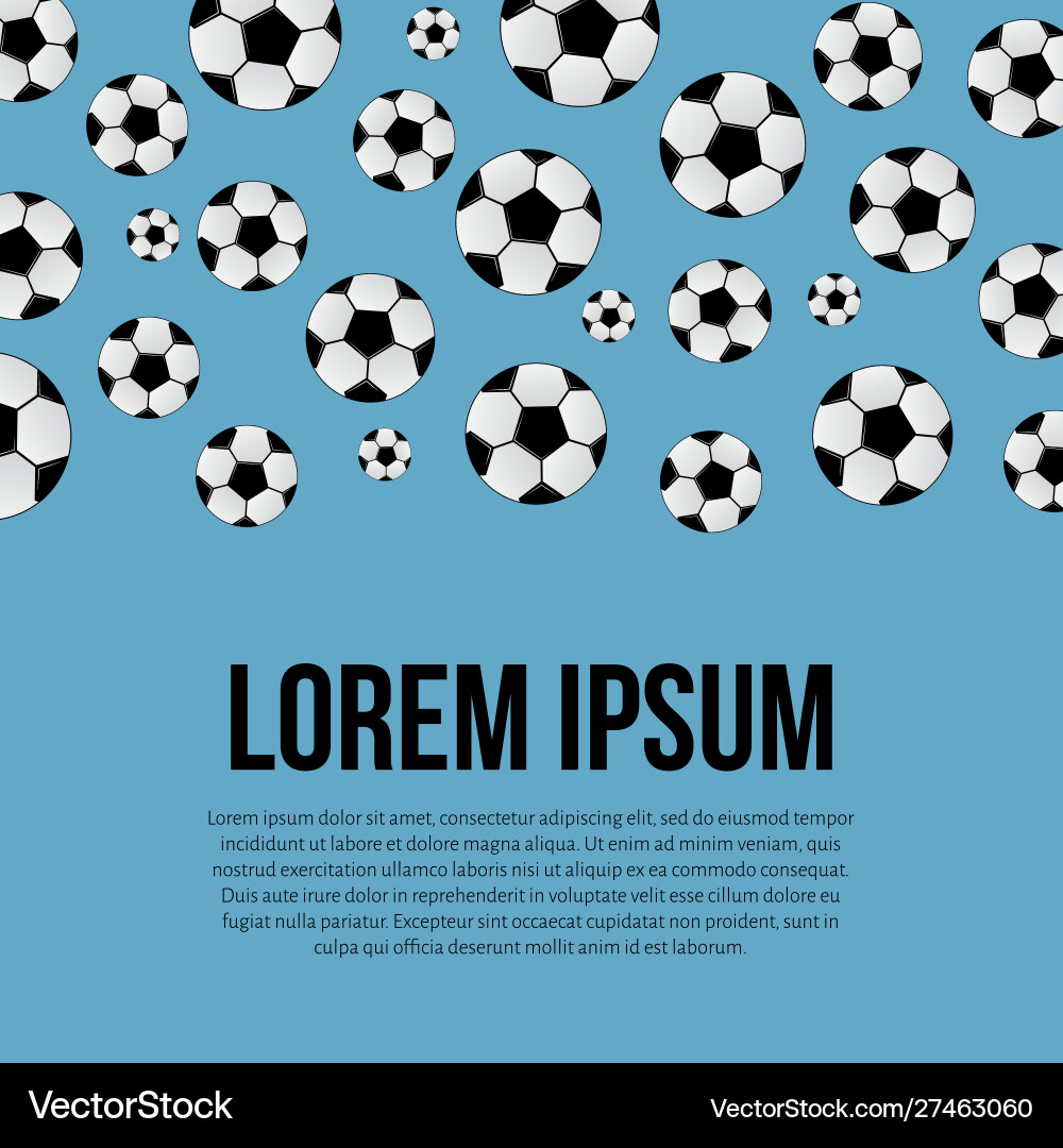 Soccer balls scattered on light blue background Vector Image