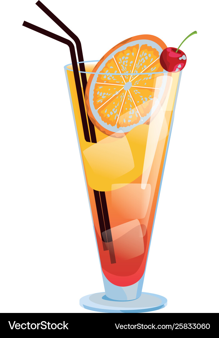 Tropical fruit cocktail icon cartoon Royalty Free Vector