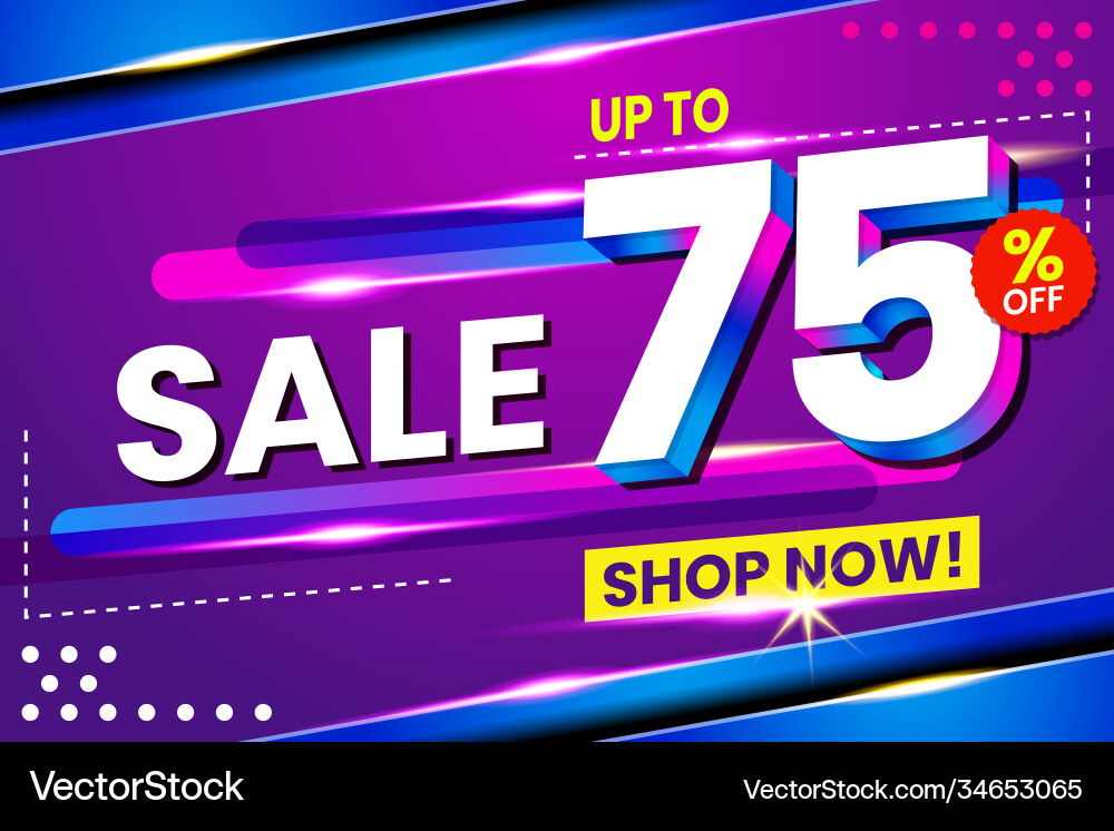 Abstract 75 sale percent light effect banner Vector Image