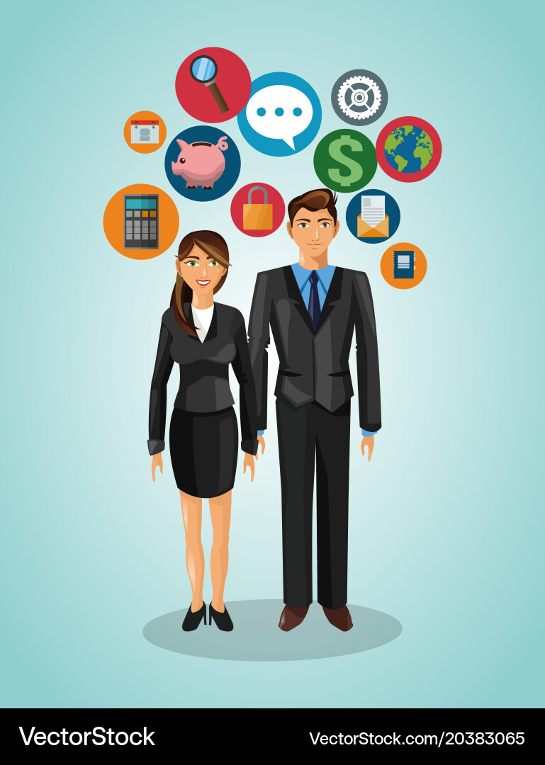 Business couple cartoon Royalty Free Vector Image